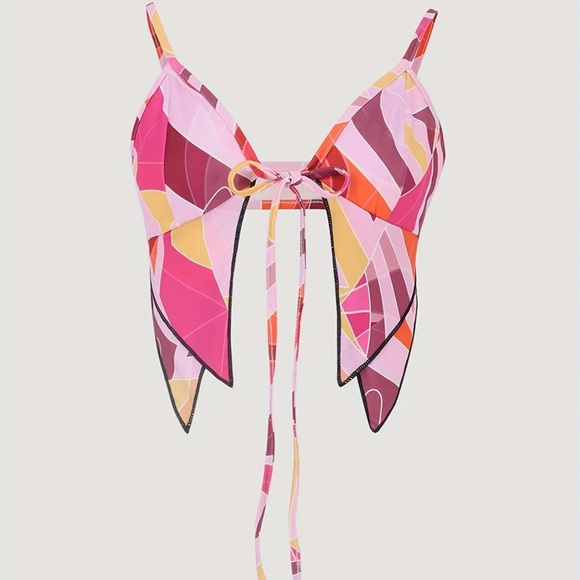 Temu | Tops | Nwot Y2k Layered Spaghetti Vest Cropped Drawstring ...